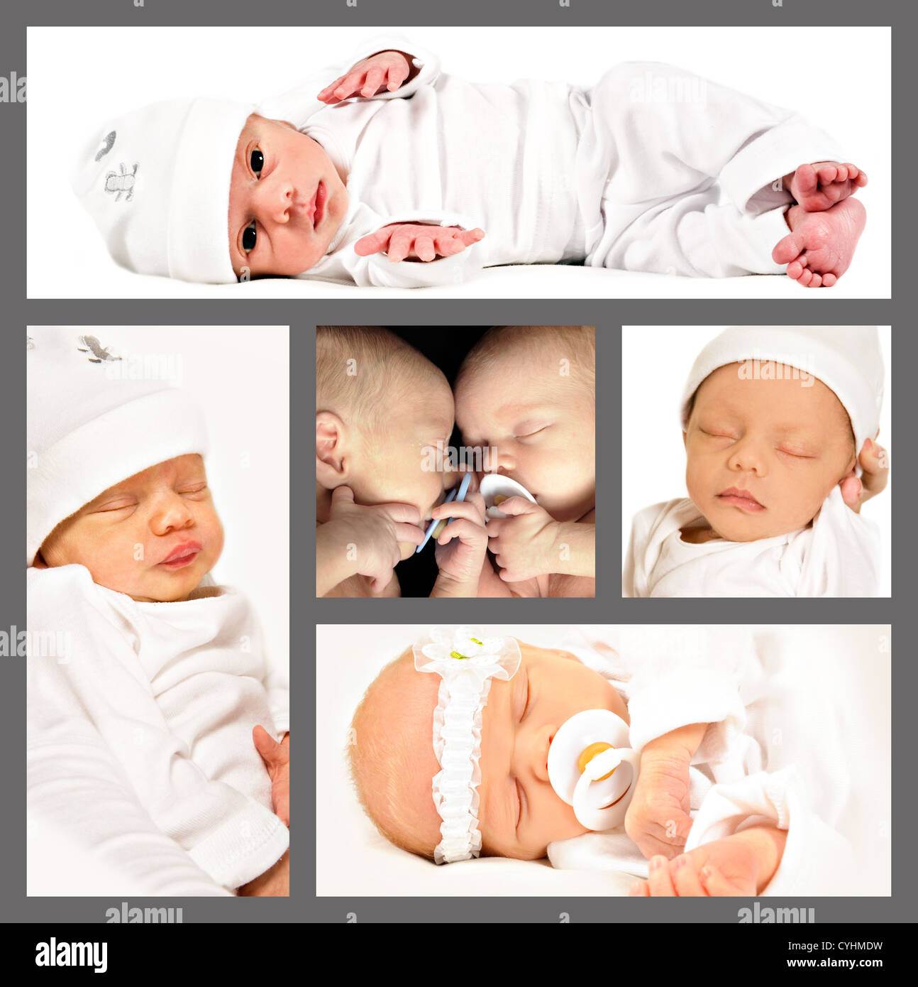 Collage of new born twin babies Stock Photo - Alamy