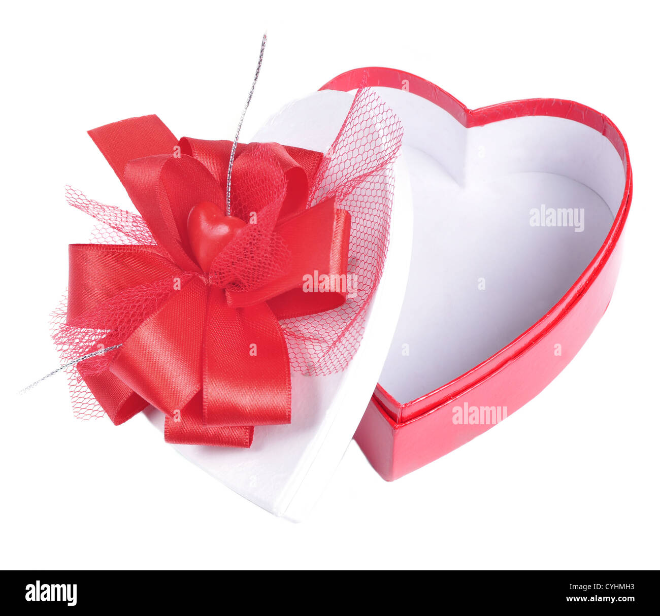 Open box in the shape of and heart isolated in a white background Stock ...