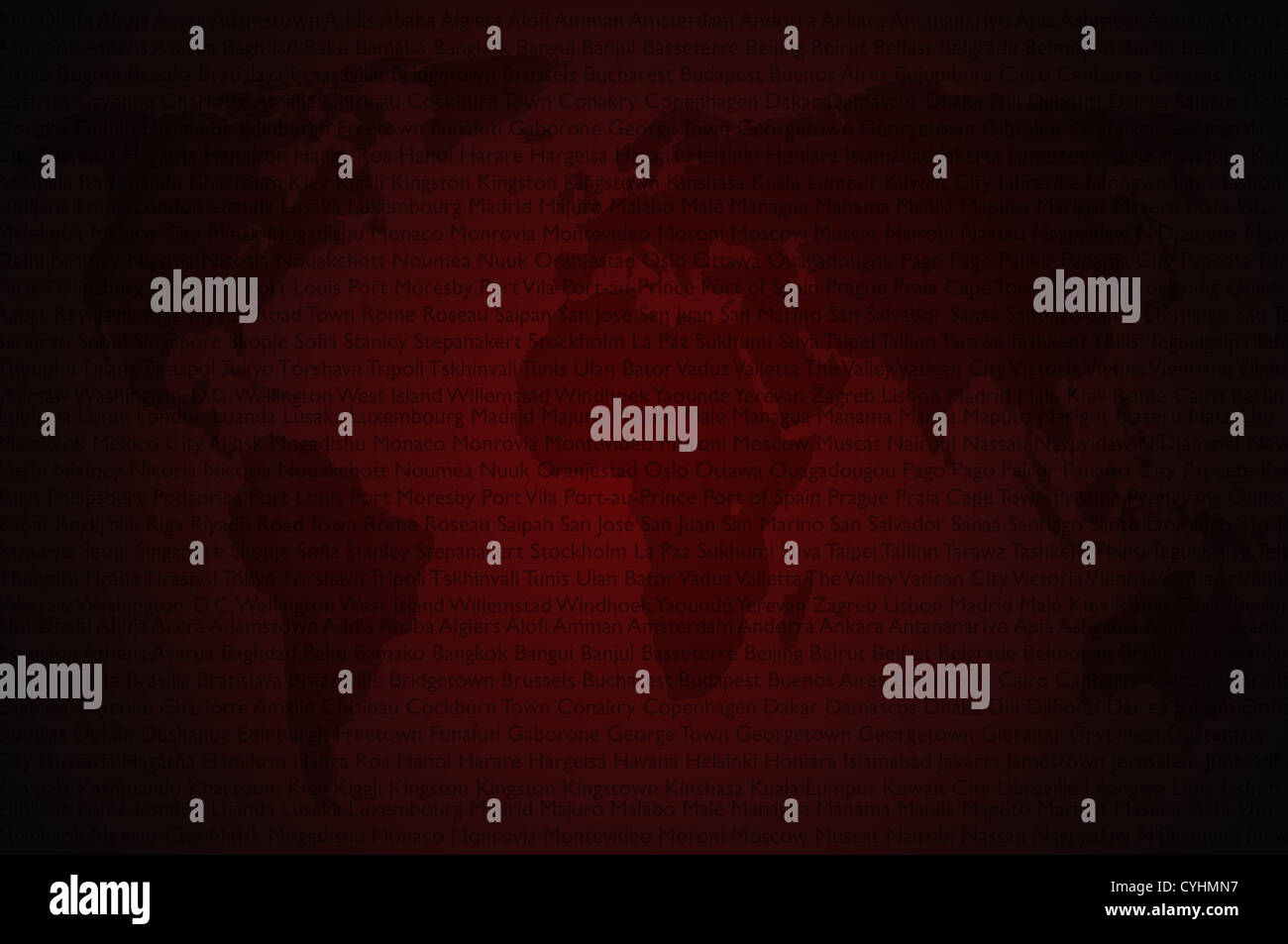 World map red background with world capitals on top of it Stock Photo ...
