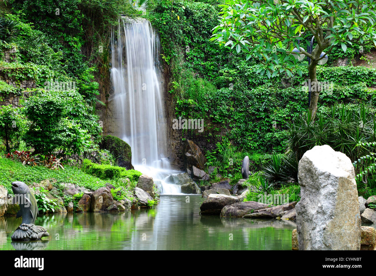 waterfall in park Stock Photo - Alamy