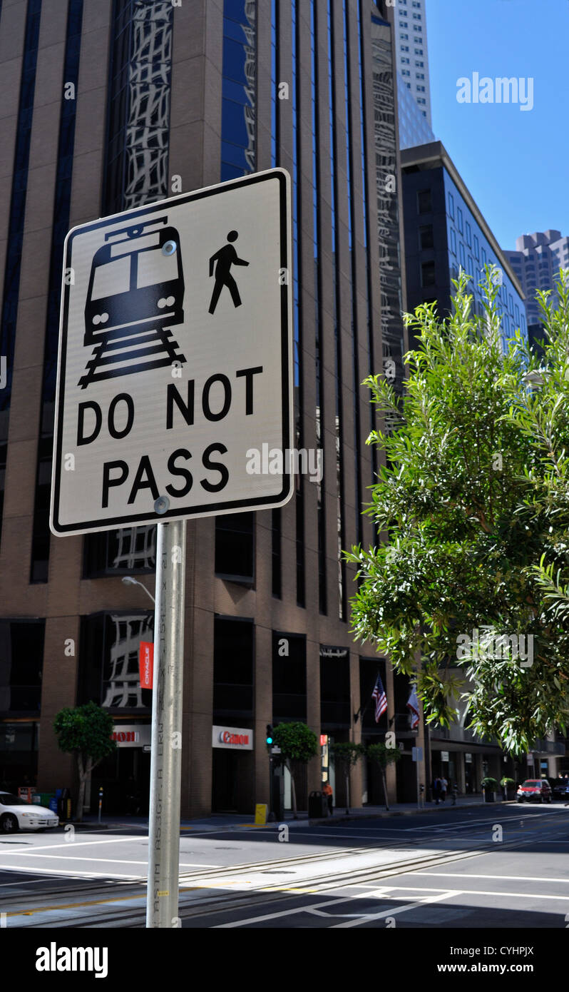 Do Not Pass cable car traffic sign Stock Photo - Alamy