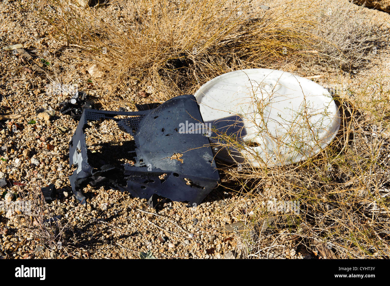 Target shooting trash in the Western Mojave Desert Stock Photo - Alamy