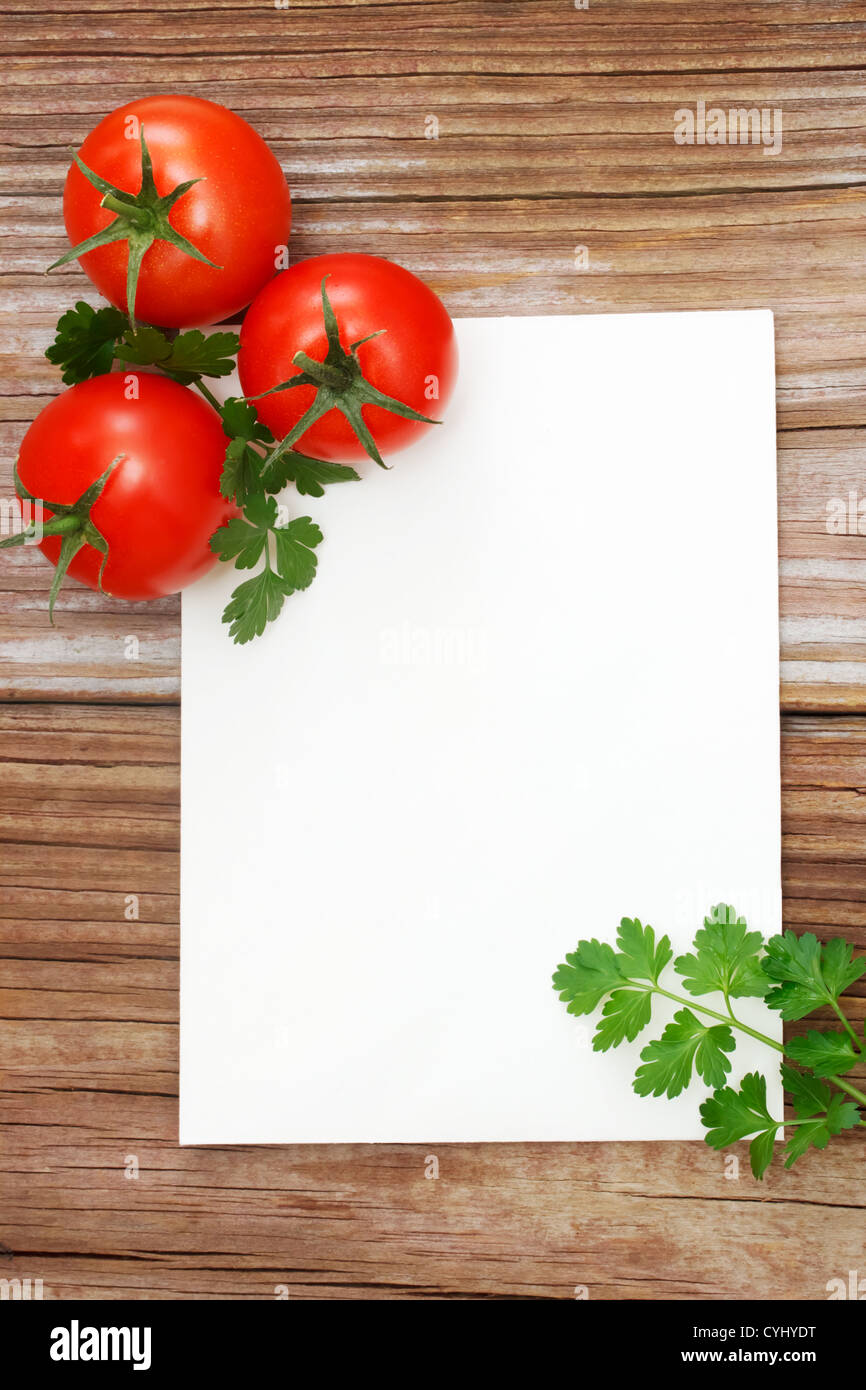 Tomatoes and notepad for copy hi-res stock photography and images - Alamy