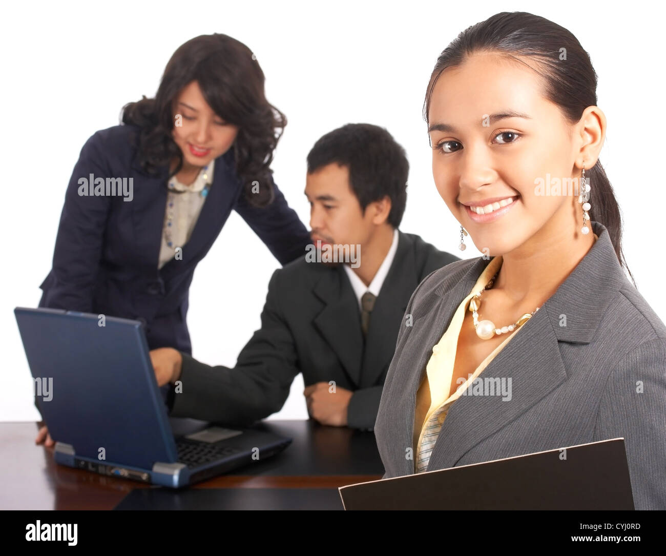 Manager Standing While Her Staff Are Working Stock Photo - Alamy