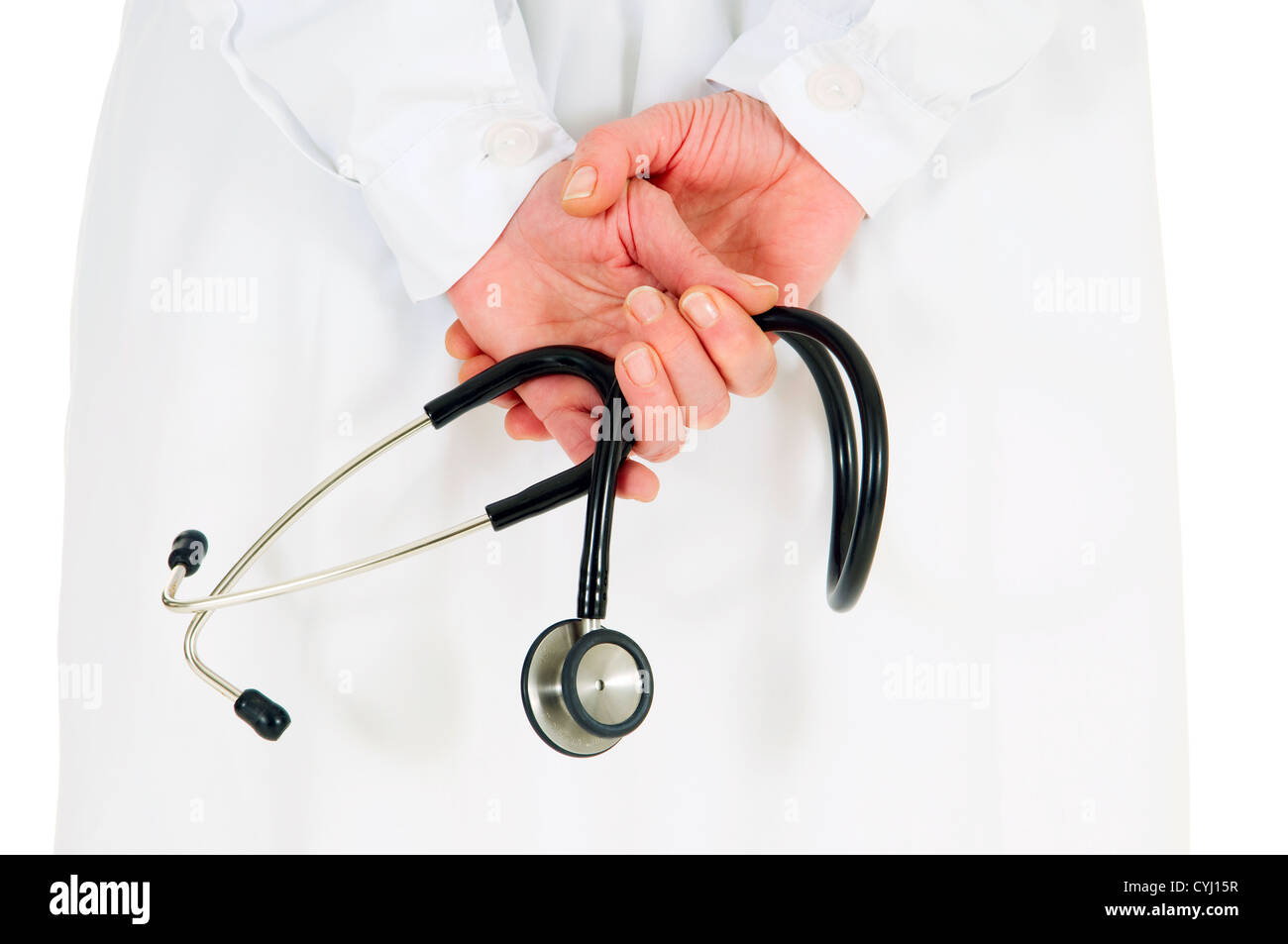 back doctor with stethoscope in hand Stock Photo - Alamy