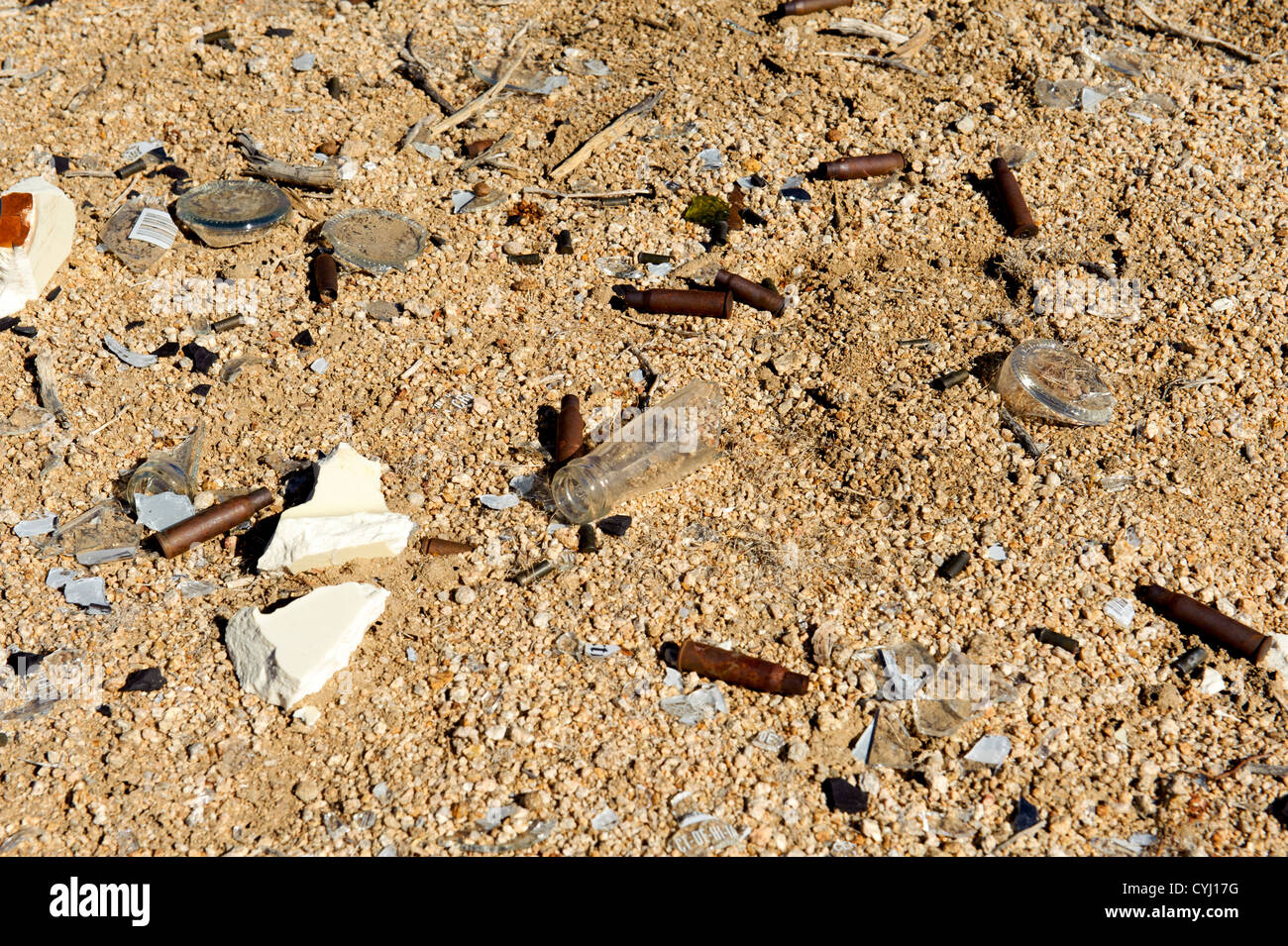 Target shooting trash in the Western Mojave Desert Stock Photo - Alamy