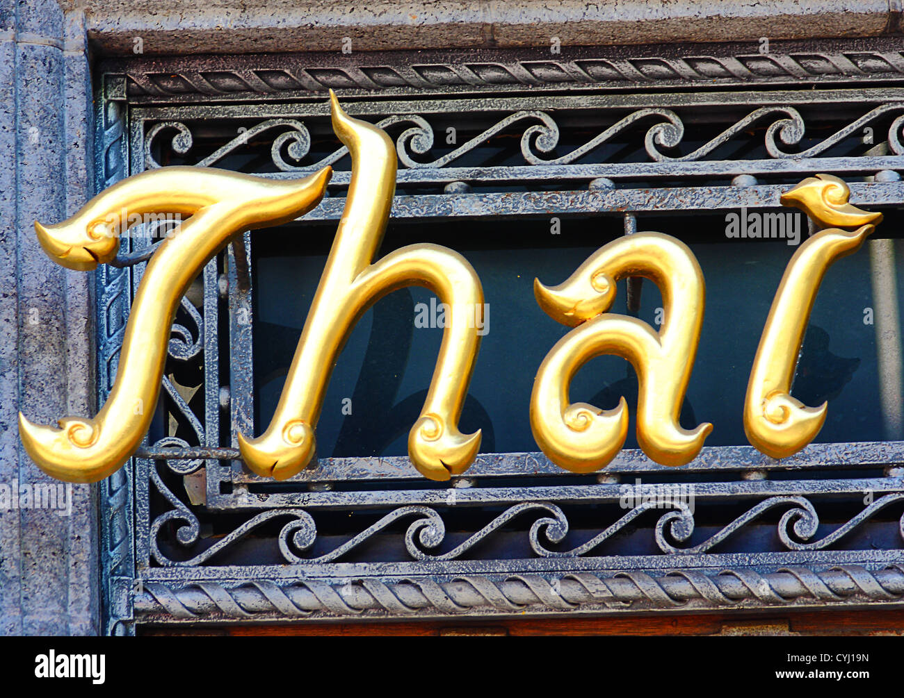 Sign Outside A Thai Restaurant Stock Photo - Alamy