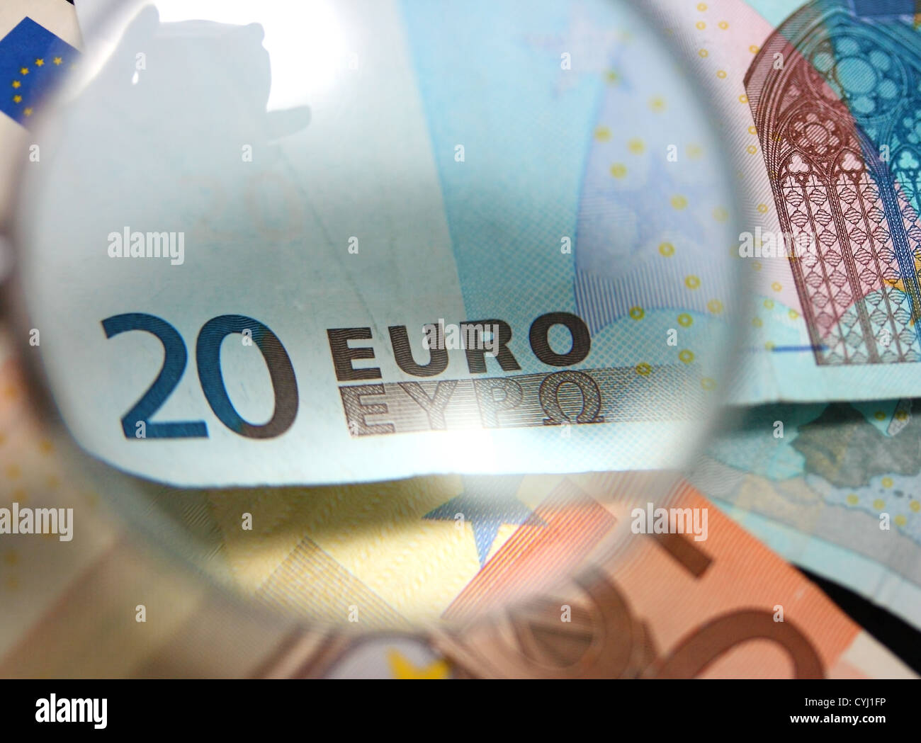 Looking At Paper Euro Bills In Europe Stock Photo - Alamy