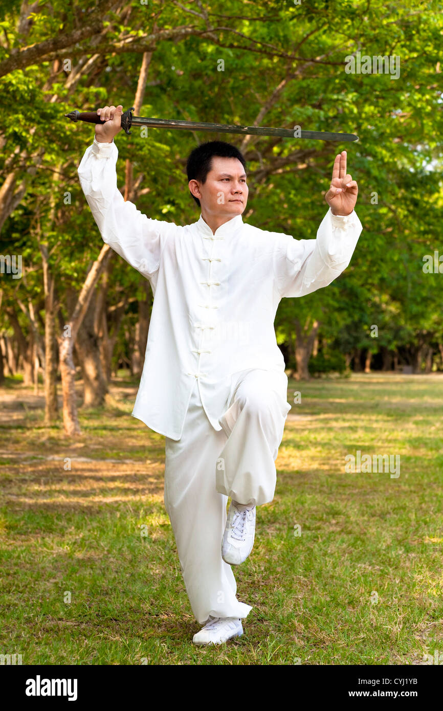 chinese kung fu with sword Stock Photo - Alamy