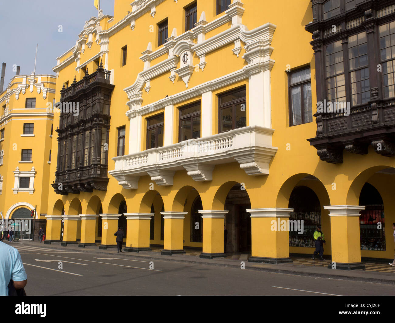 Peru. Lima city. Traditional architecture.Plaza de Armas Stock Photo ...