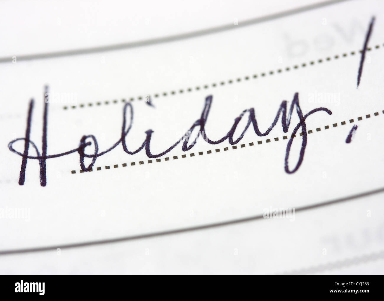 A Holiday Or Vacation Written In A Diary Stock Photo - Alamy
