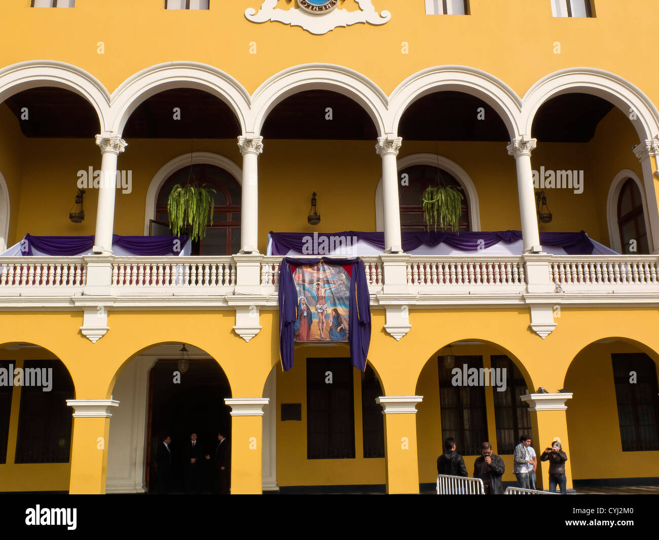 Peru. Lima city. Traditional architecture.Plaza de Armas Stock Photo ...