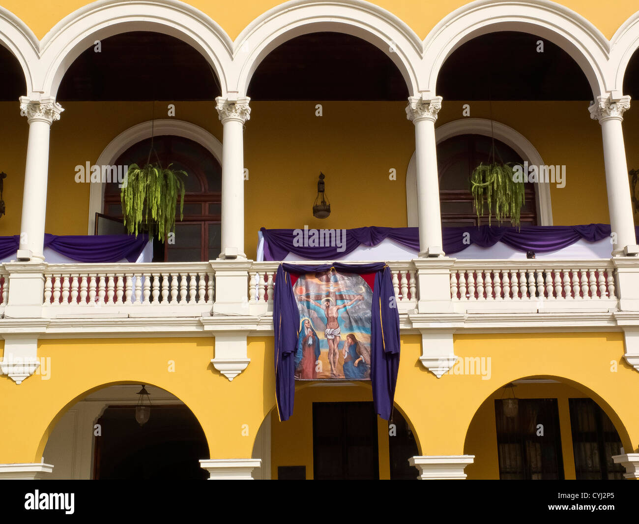 Peru. Lima city. Traditional architecture.Plaza de Armas. Town Hall ...