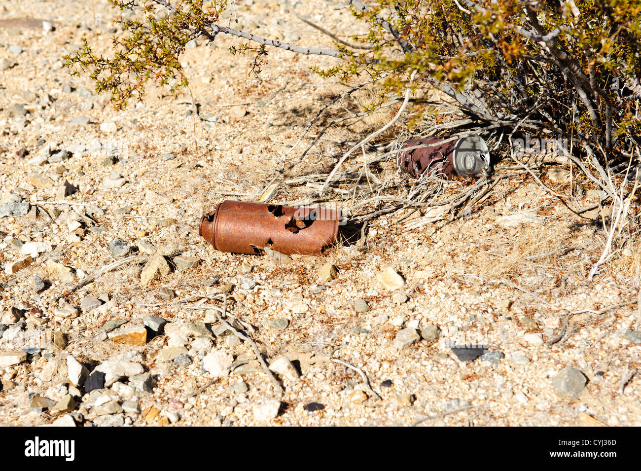 Target shooting trash in the Western Mojave Desert Stock Photo - Alamy
