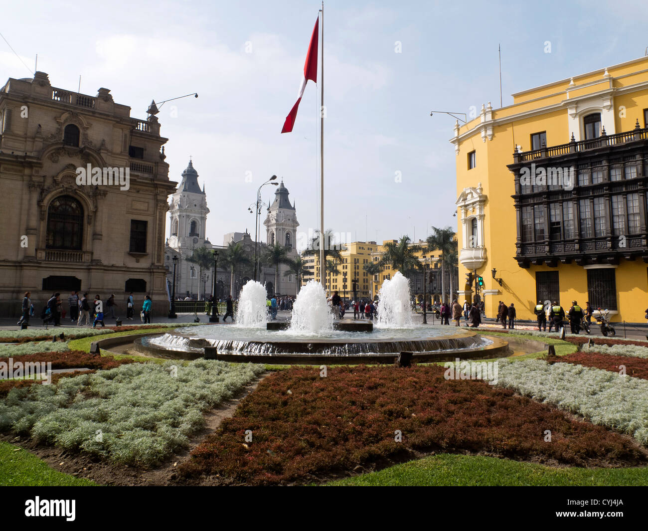 Peru. Lima city. Traditional architecture.Plaza de Armas Stock Photo ...