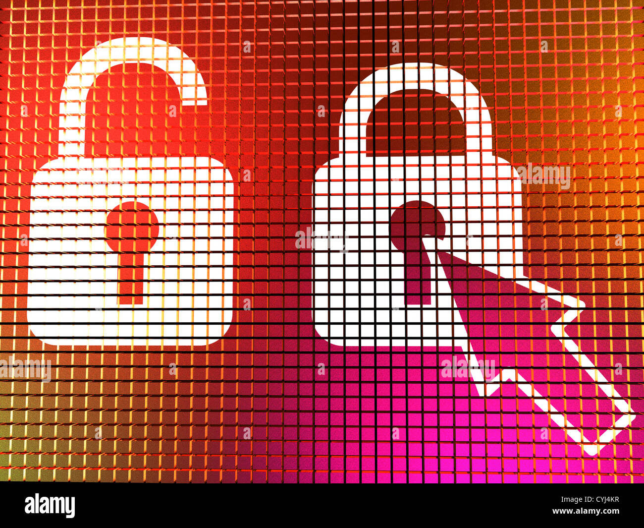 Padlock Icon On Computer Monitor Shows Safety Security And Protected ...