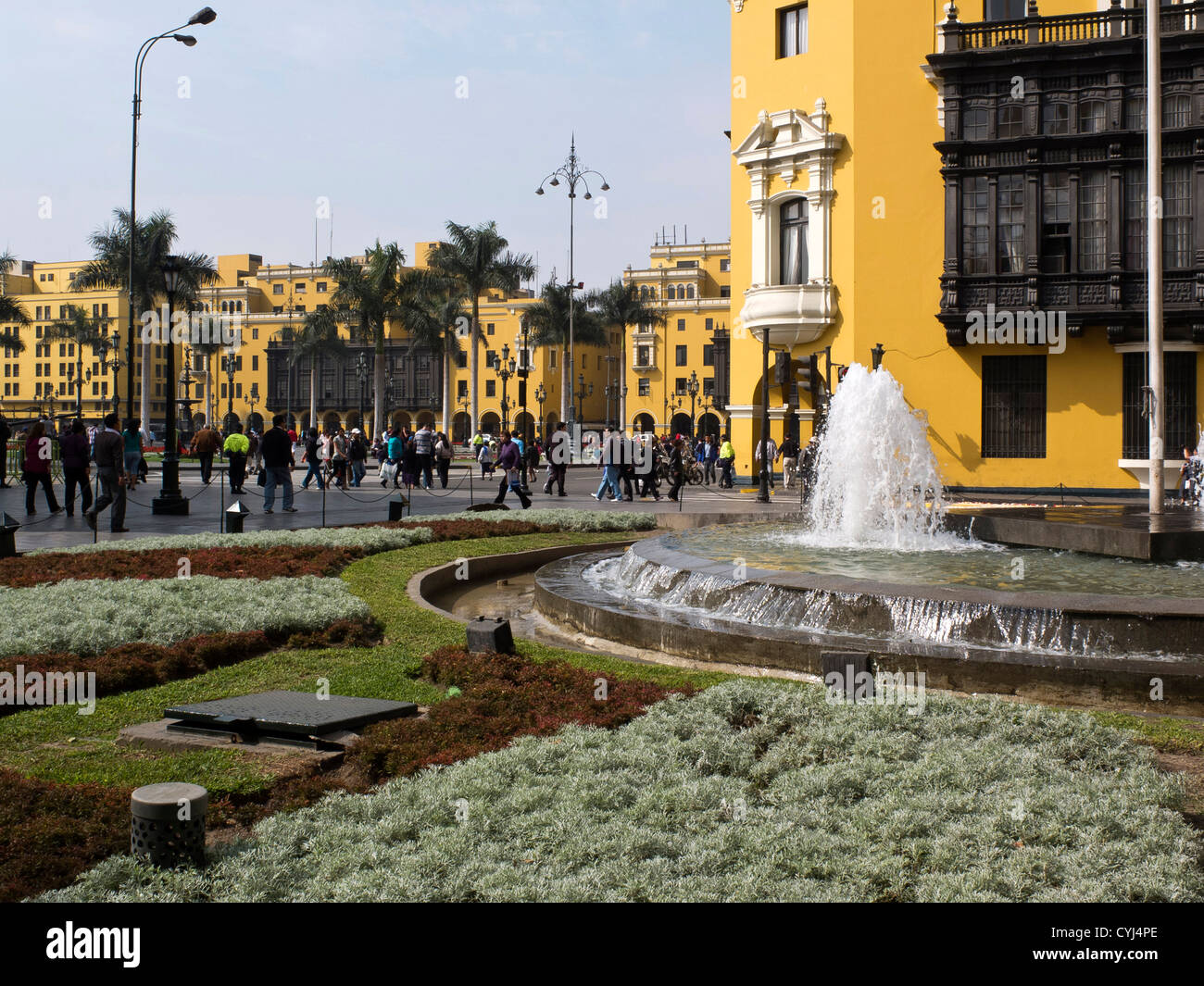 Peru. Lima city. Traditional architecture.Plaza de Armas Stock Photo ...