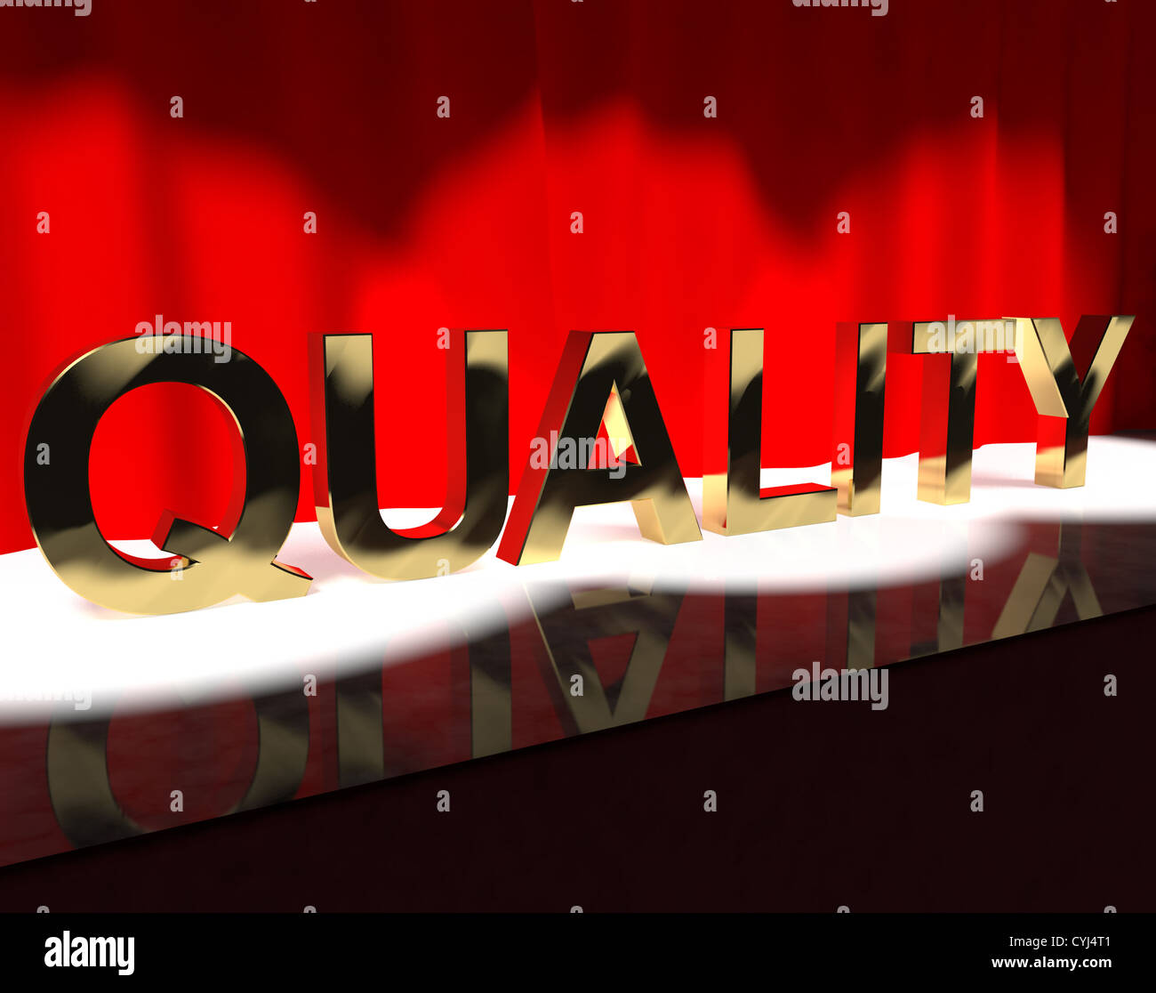 Quality Word On Stage Showing Excellence Perfection And Improvements ...