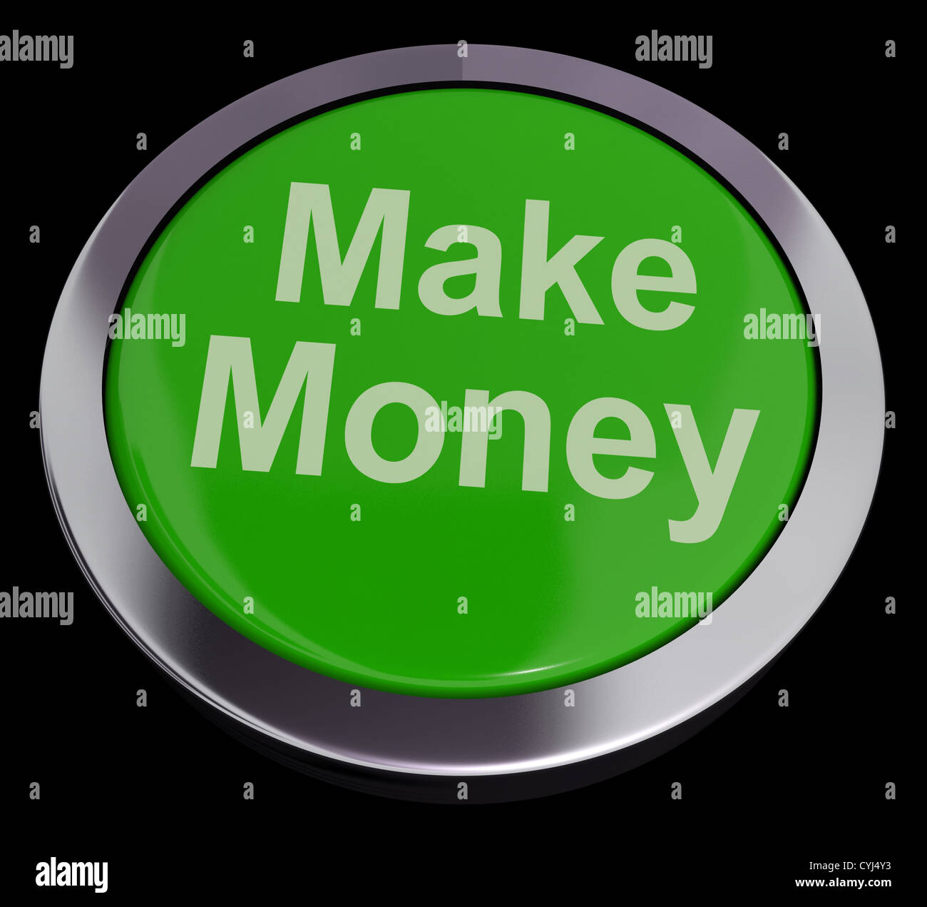 Make Money Button In Green Showing Startup Business And Wealth Stock ...