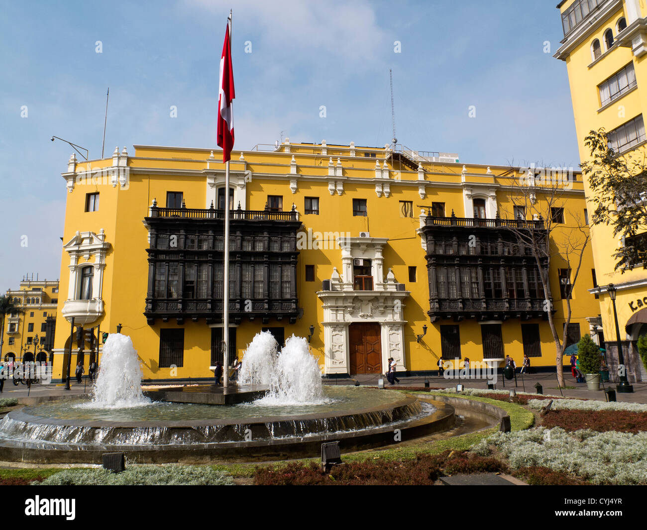 Peru. Lima city. Traditional architecture.Plaza de Armas Stock Photo ...