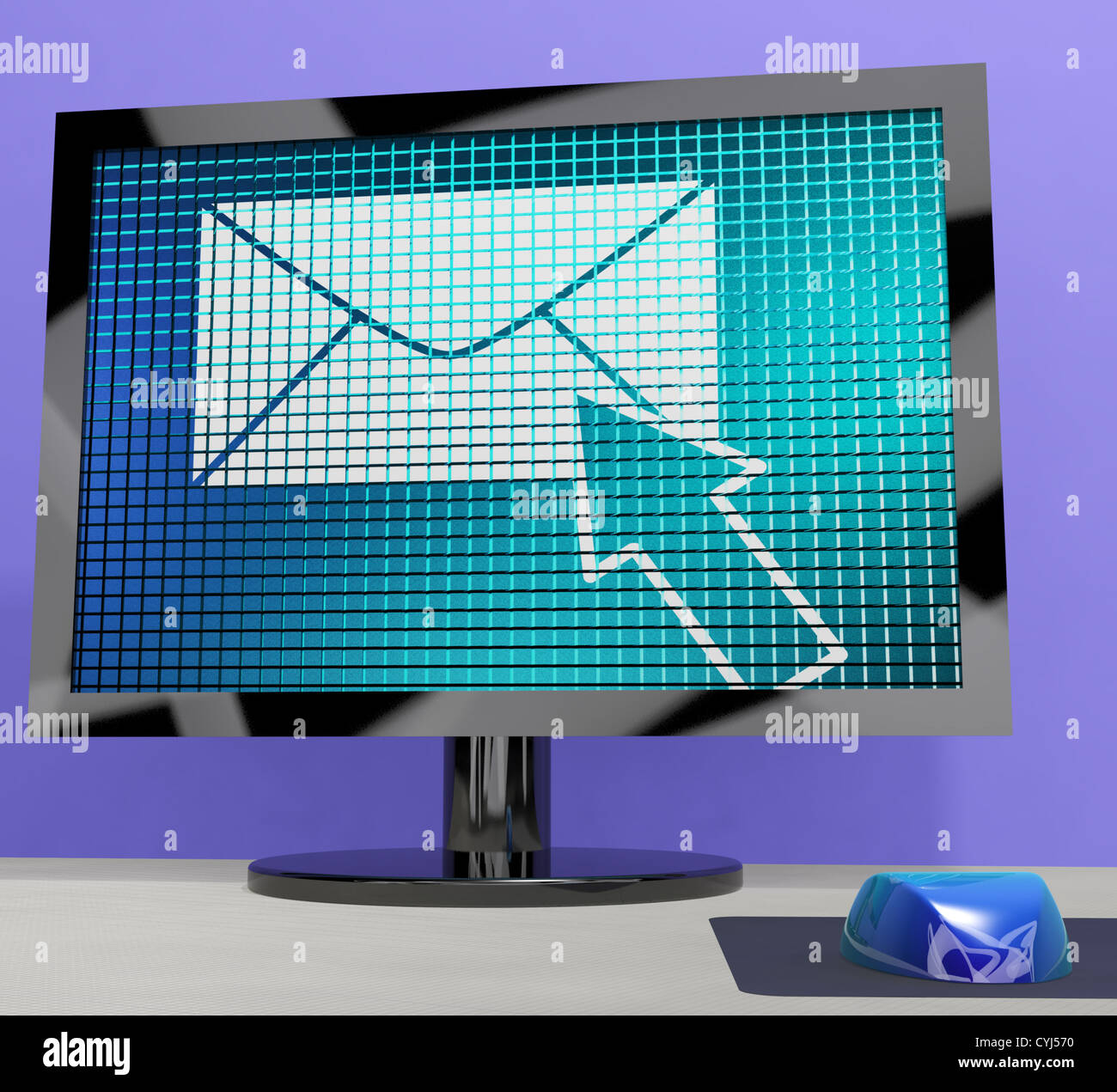 Email Icon On Screen Shows Emailing Or Contacting Stock Photo - Alamy