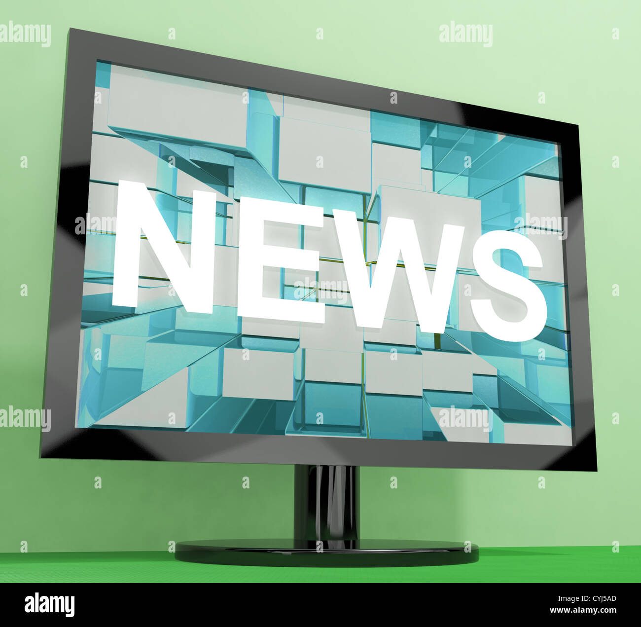 News Word On Monitor Shows Media And Information Stock Photo - Alamy