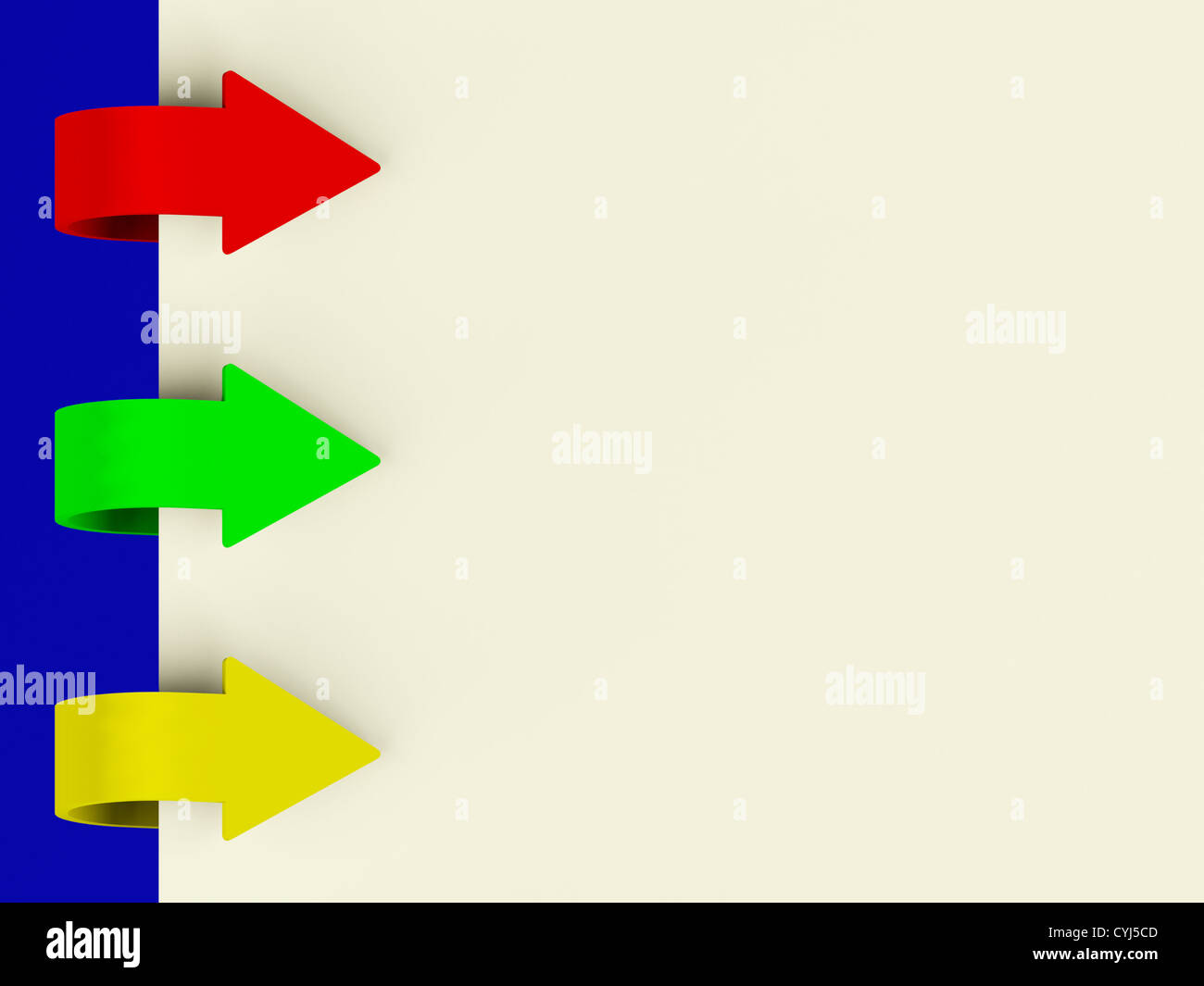 Three Multicolored Arrow Tabs Over Paper For Menu Lists Or Notes Stock ...