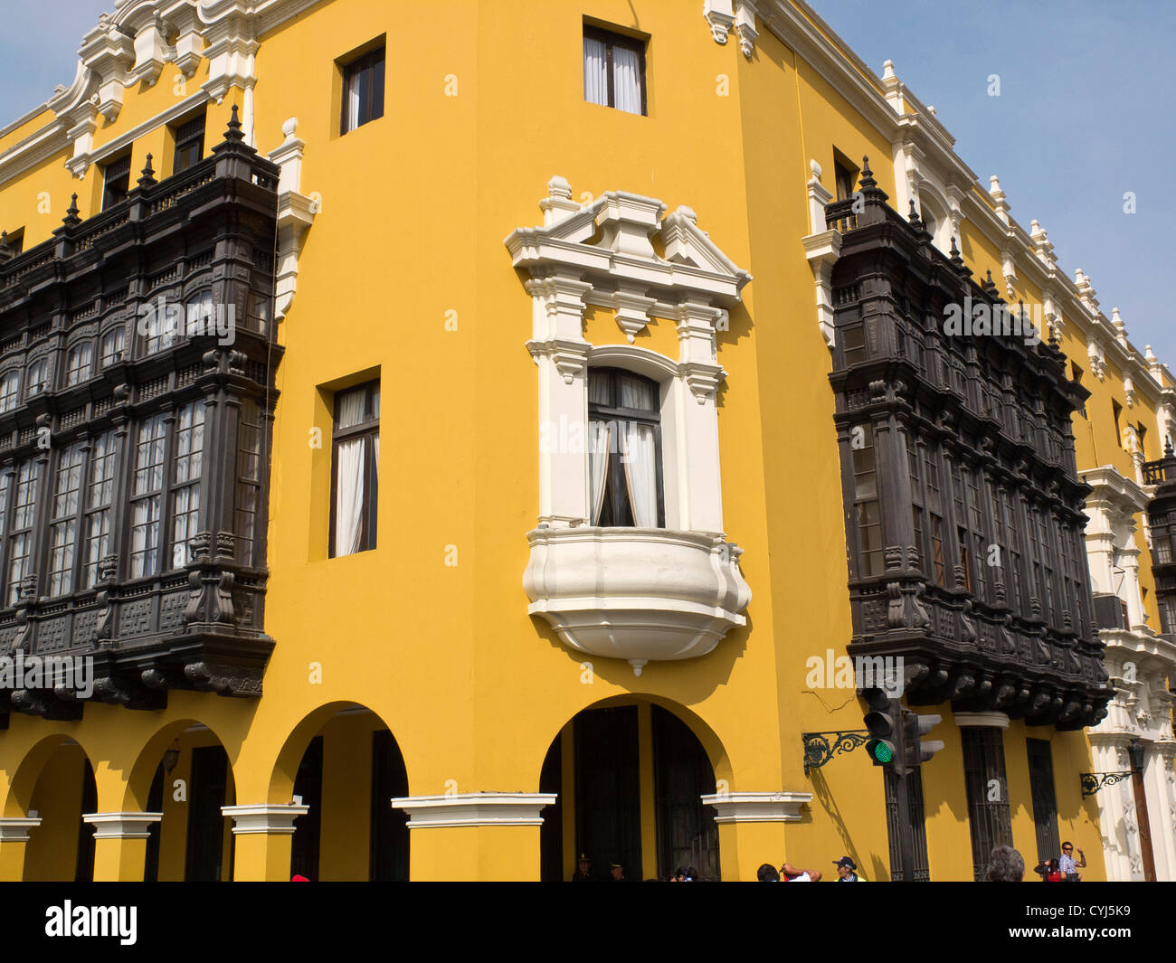 Peru. Lima city. Traditional architecture.Plaza de Armas and the Town ...