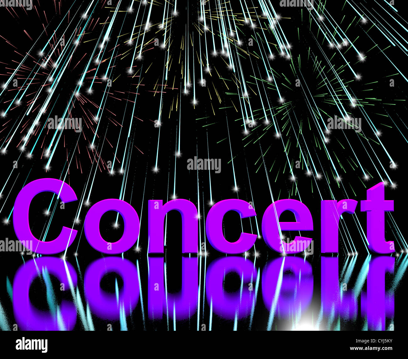 Concert Word On Stage With Fireworks Display Stock Photo - Alamy