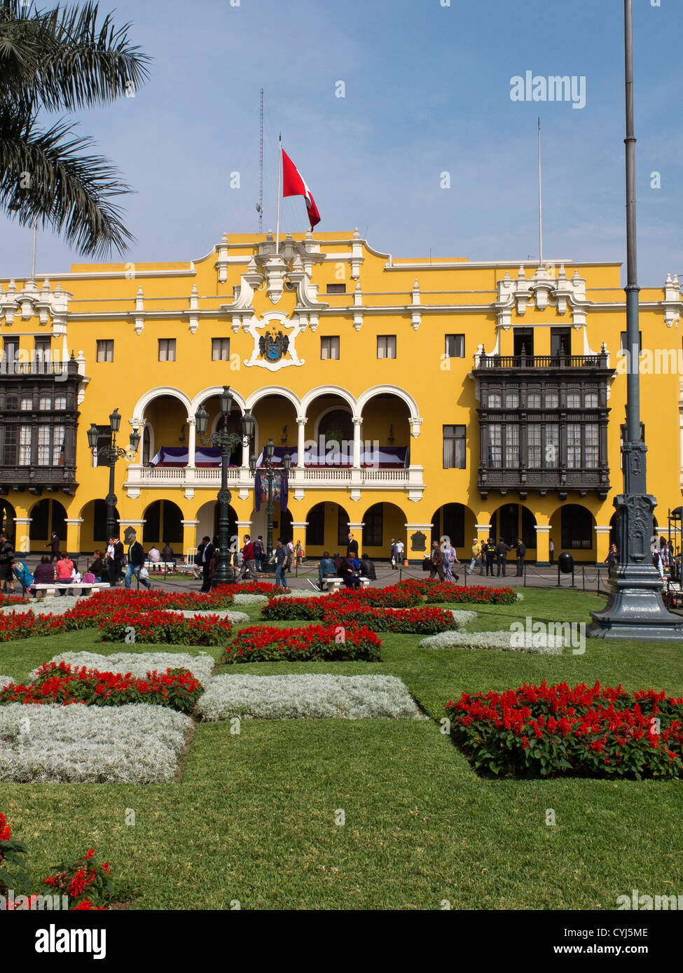 Peru. Lima city. Traditional architecture.Plaza de Armas Stock Photo ...