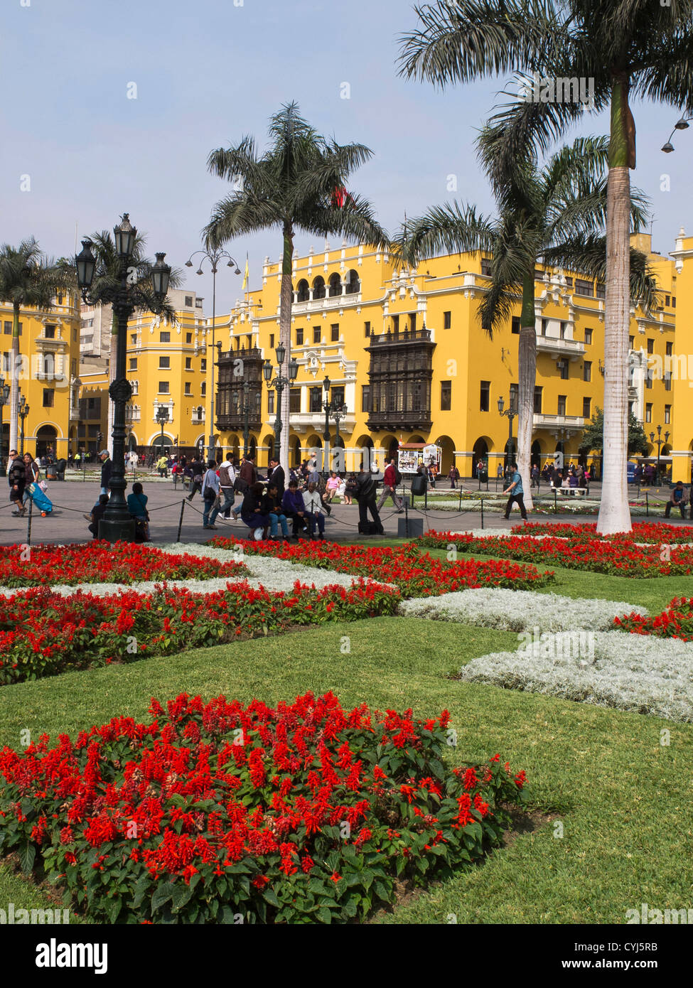 Peru. Lima city. Traditional architecture.Plaza de Armas Stock Photo ...