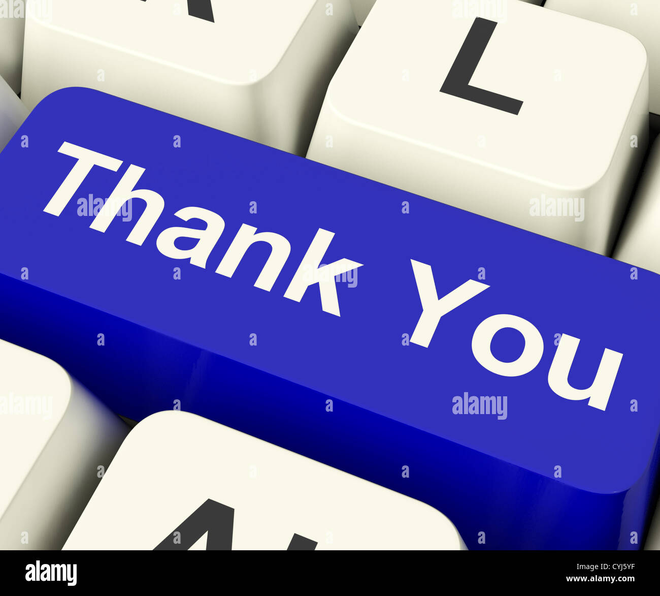 Thank You Computer Key As Internet Thanks Message Stock Photo - Alamy