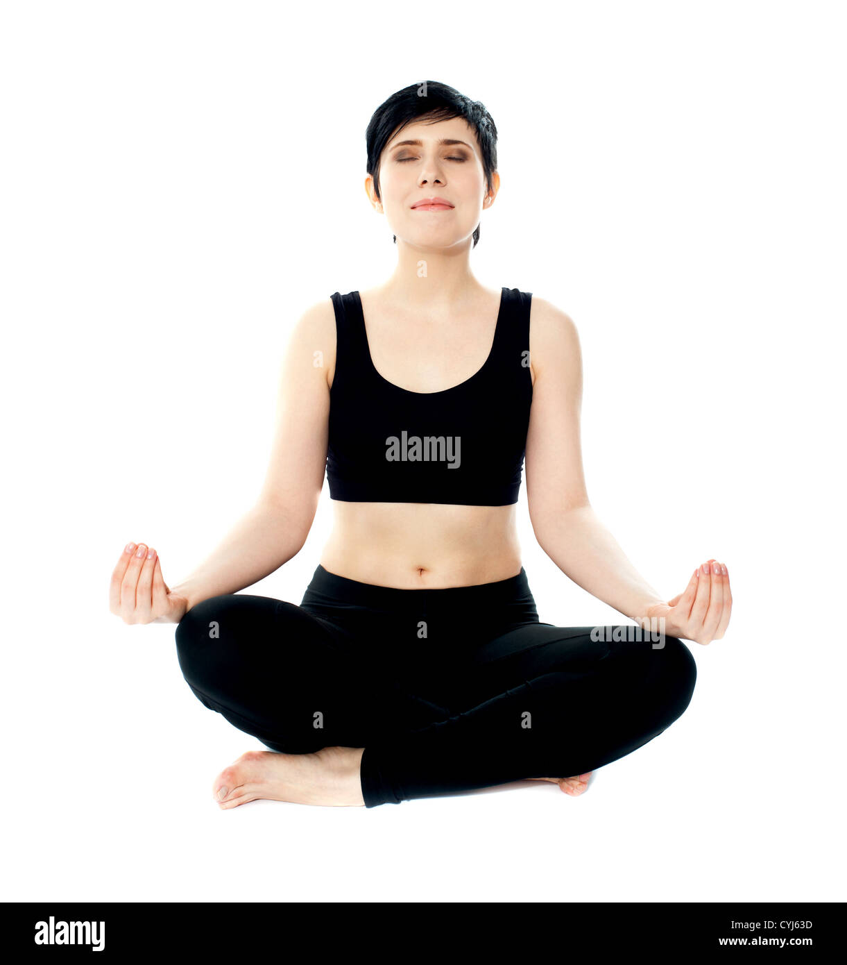 Calm woman sit in Cut Out Stock Images & Pictures - Alamy