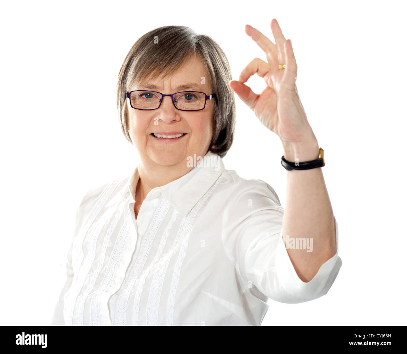 American lady gesturing excellence sign. Isolated on white Stock Photo ...