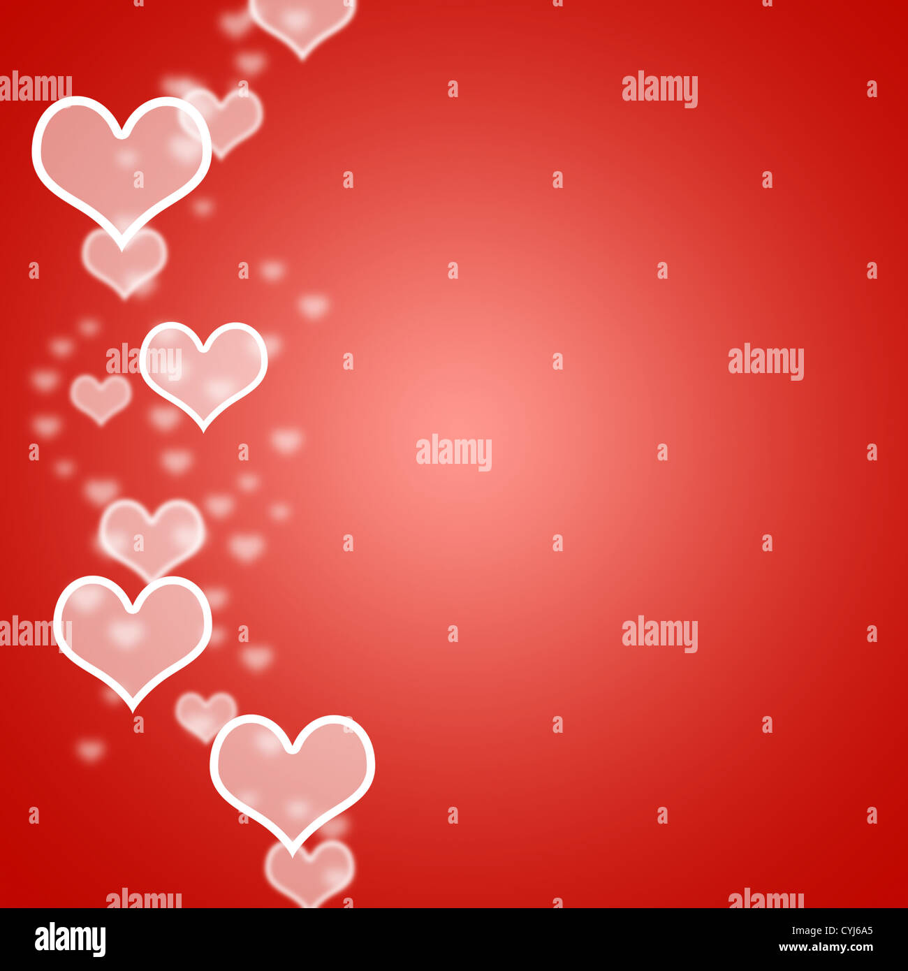 Red Hearts Bokeh Background With Blank Copyspace Shows Love And Romance ...