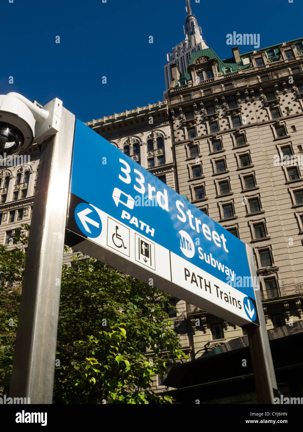 Path Train and Subway Sign in Greeley Square, NYC Stock Photo - Alamy