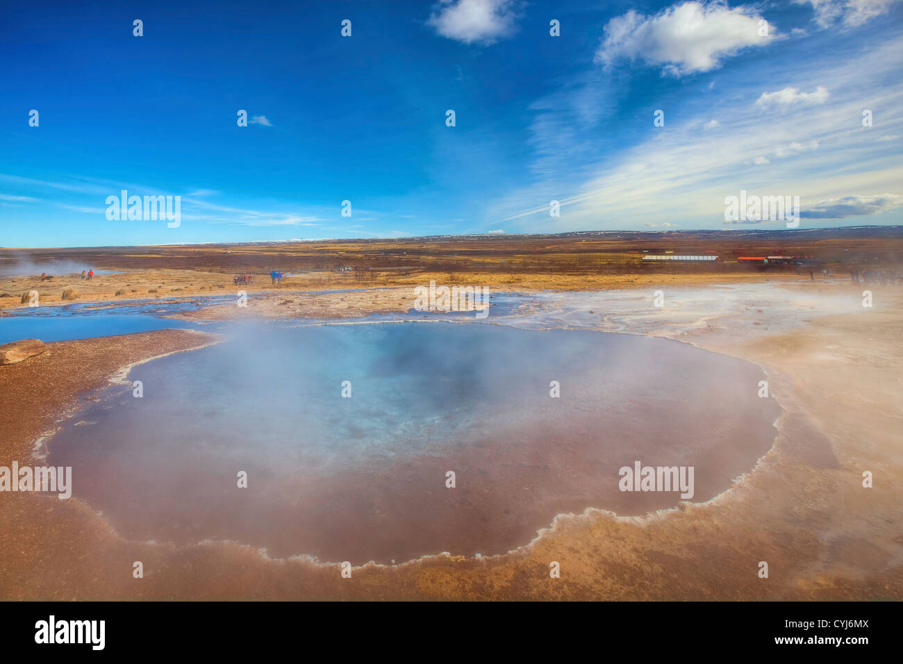 Smoke rising from hot springs in Iceland Stock Photo - Alamy