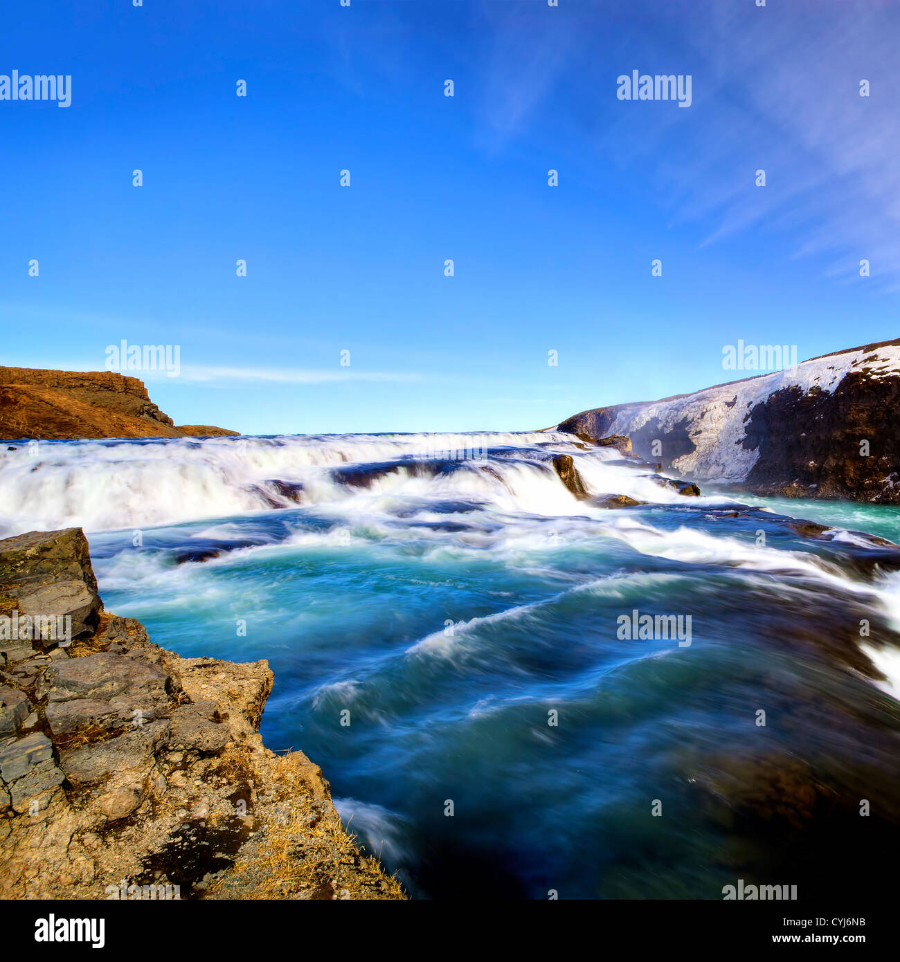 Gullfoss Waterfall on a sunny day in Iceland Stock Photo - Alamy