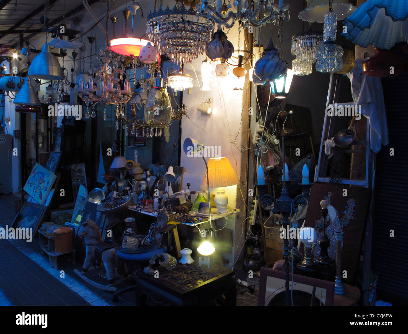 Second hand stall at the flea market in Old Jaffa Israel Stock Photo ...