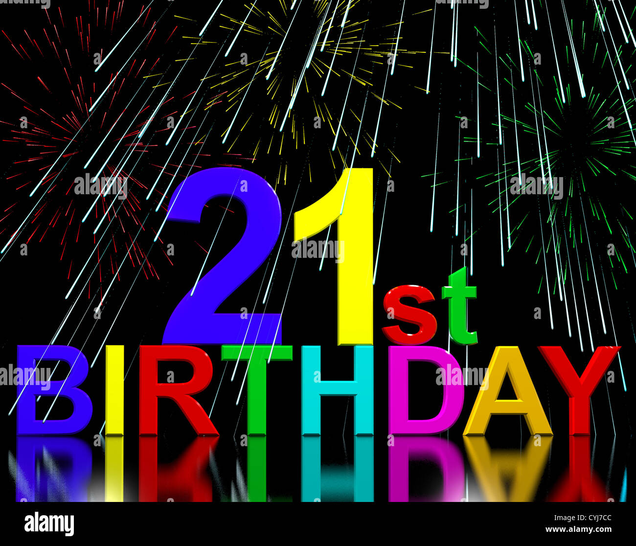 Twenty First Or 21st Birthday Celebrated With Fireworks Display Stock ...