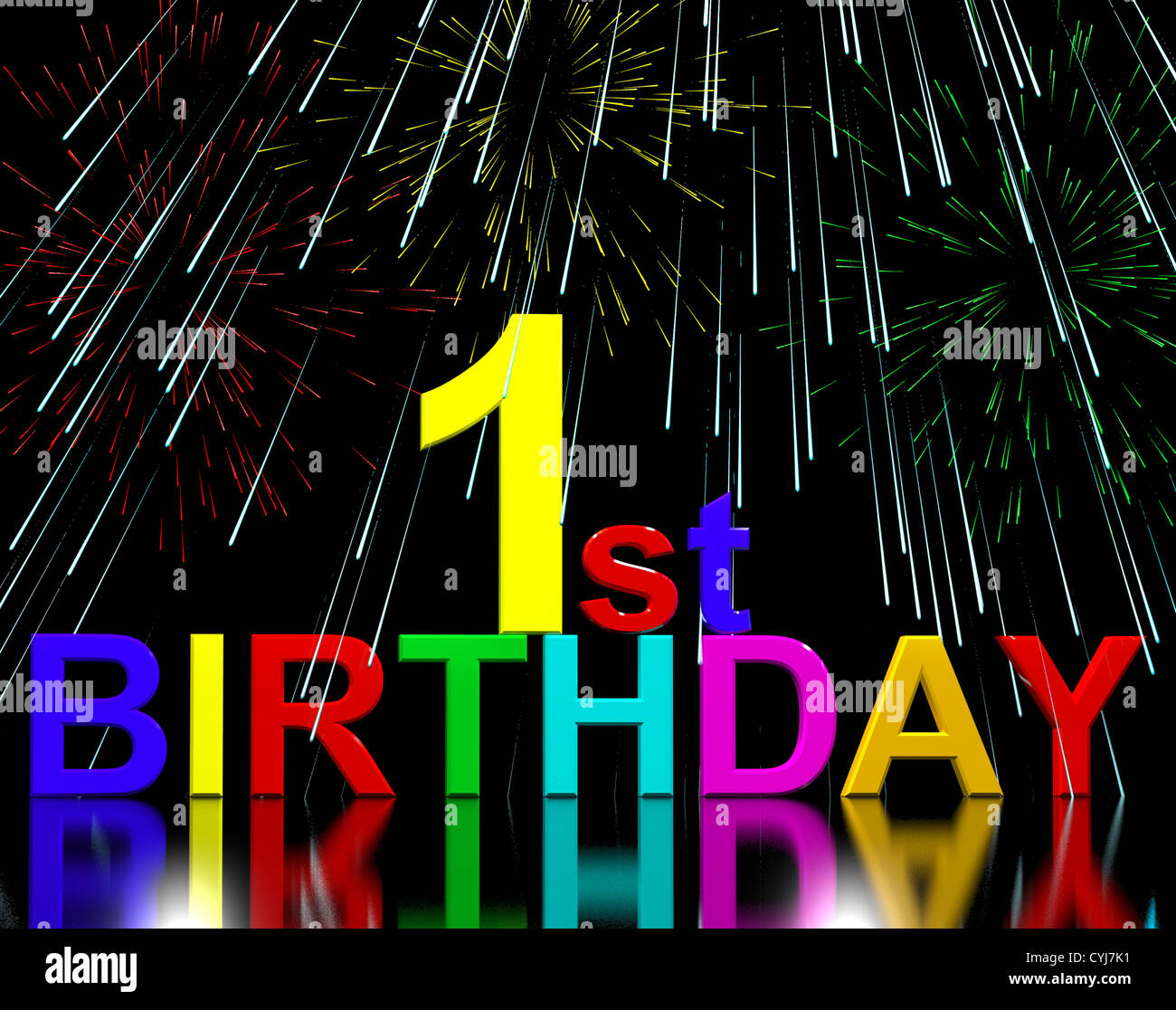 First Or 1st Birthday Celebrated With Fireworks Display Stock Photo - Alamy