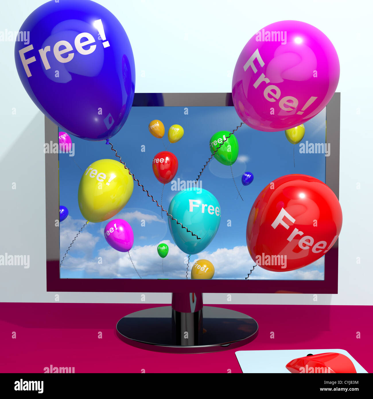 Balloons With Free Coming Through Computer Shows Freebies and ...
