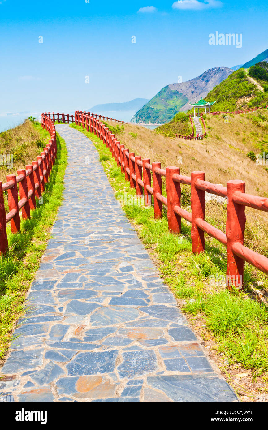 Hiking path and pavillion in mountain ridges Stock Photo - Alamy