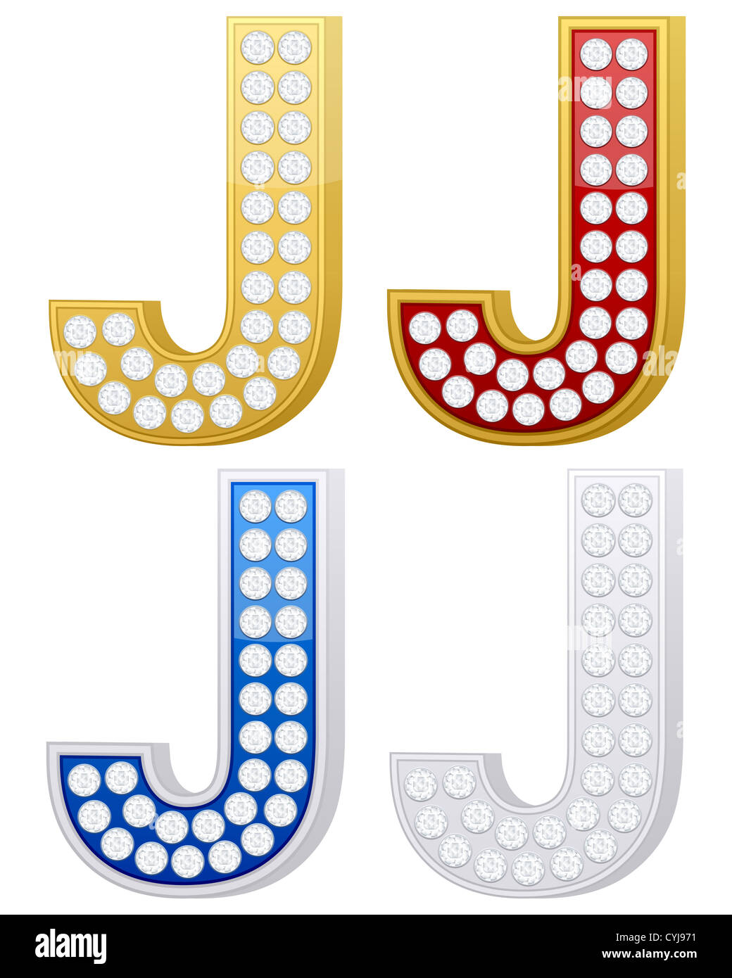 Jewelry letter J set on a white background. Vector illustration Stock ...