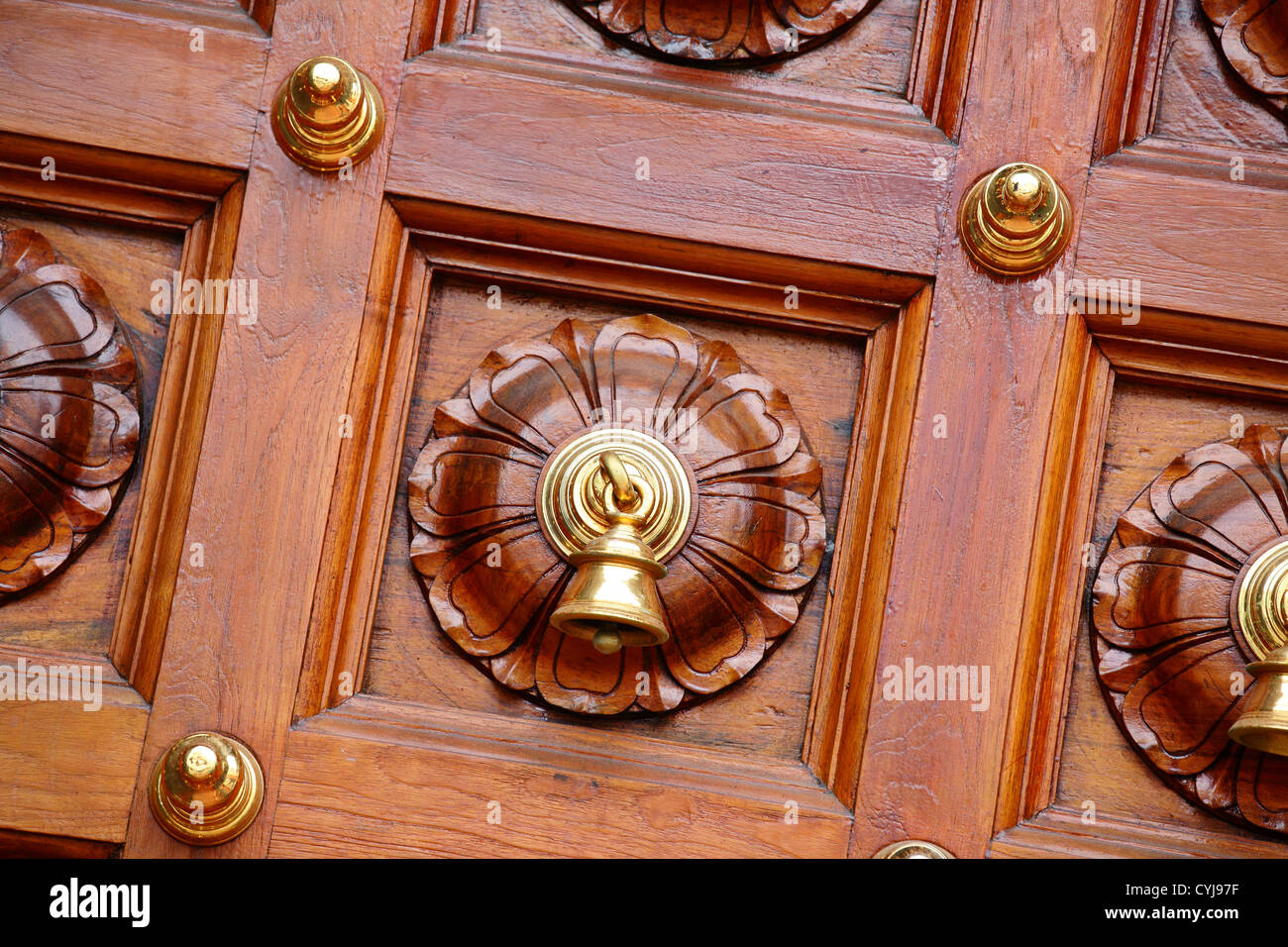 temple door bells in india temple Stock Photo - Alamy