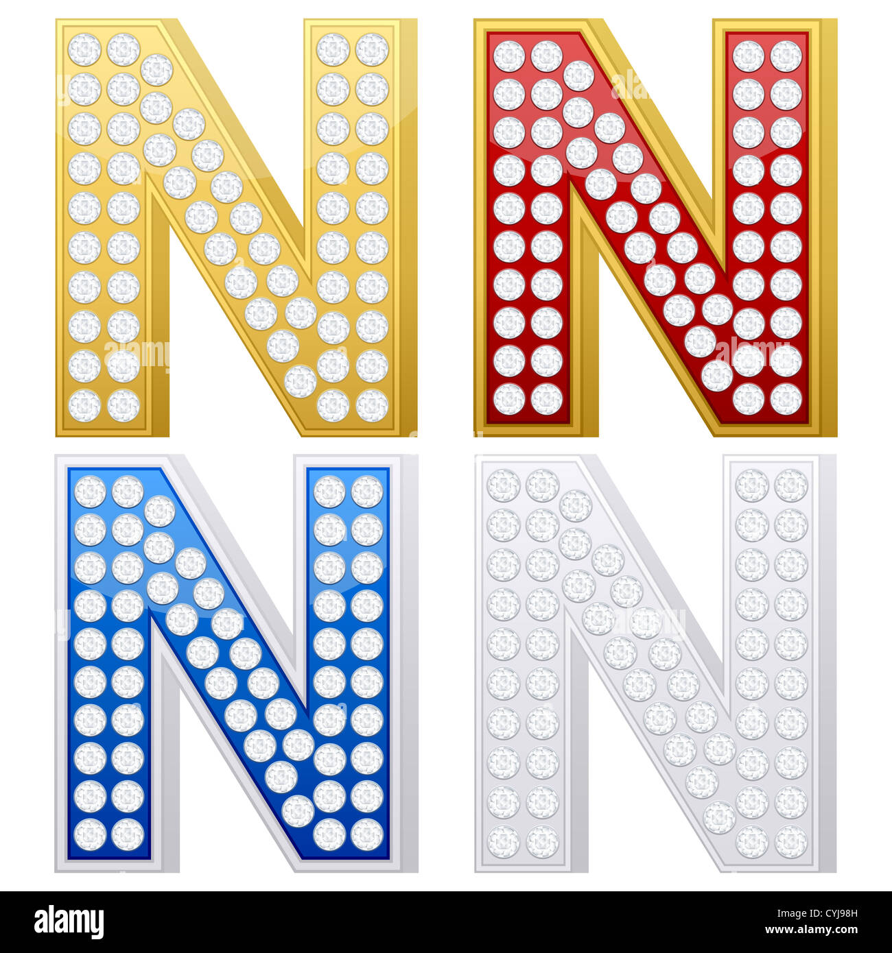 Jewelry letter N set on a white background. Vector illustration Stock ...