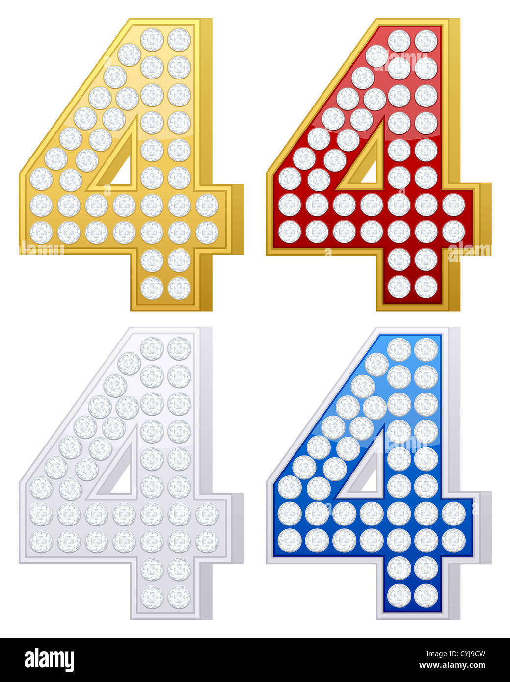 jewelry number four set on a white background. Vector illustration ...