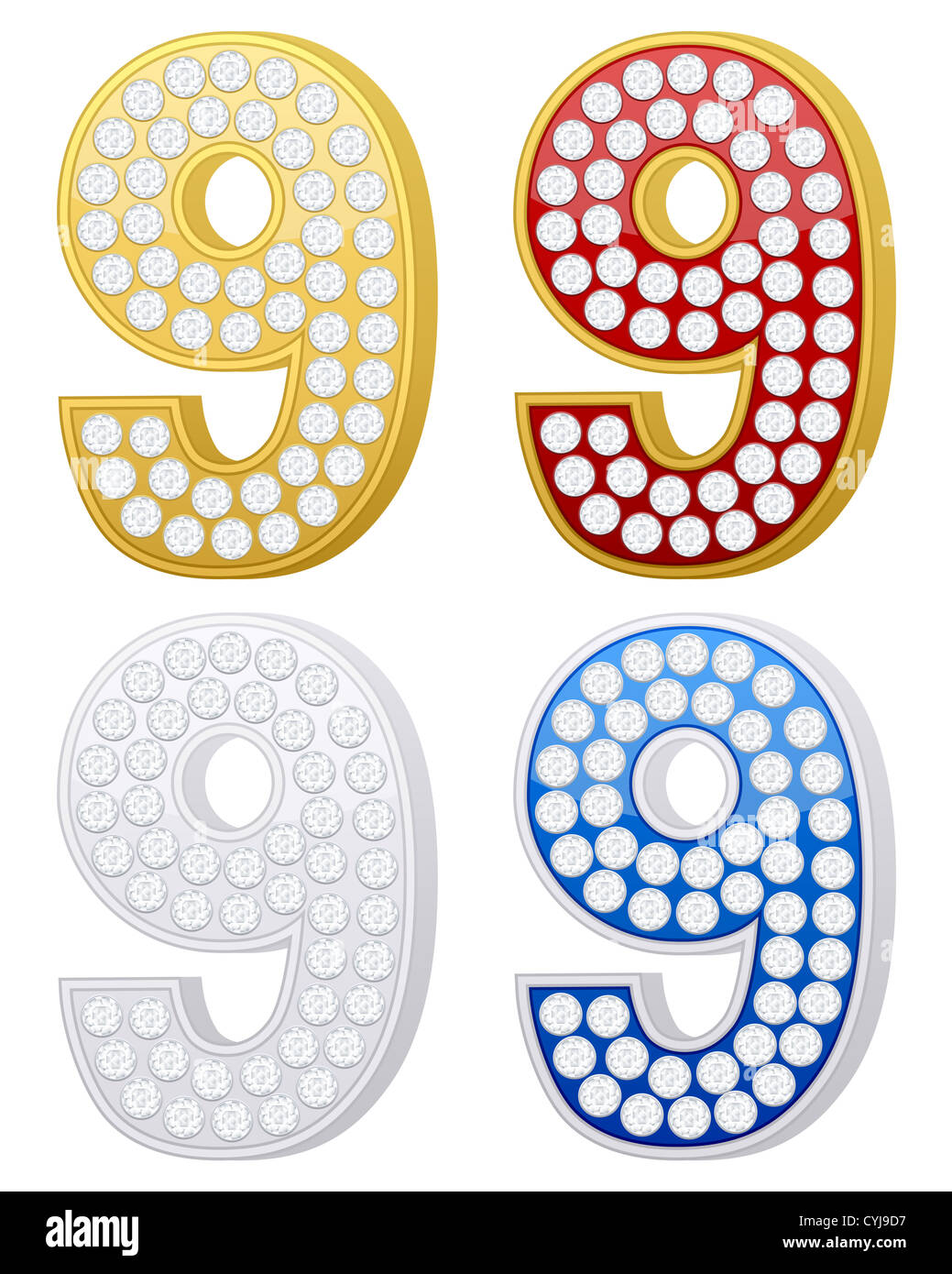 jewelry number nine set on a white background. Vector illustration ...