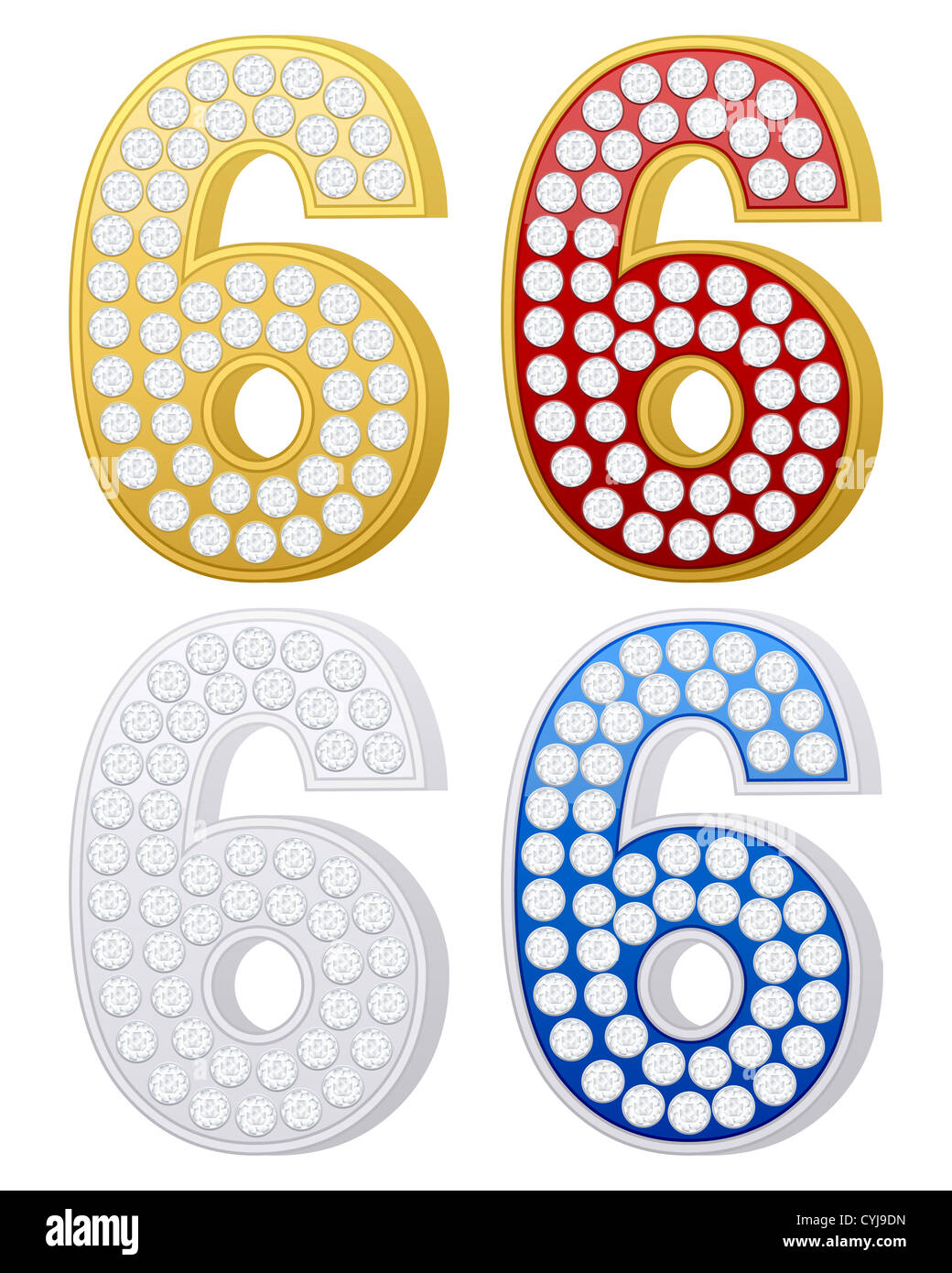 jewelry number six set on a white background. Vector illustration Stock ...