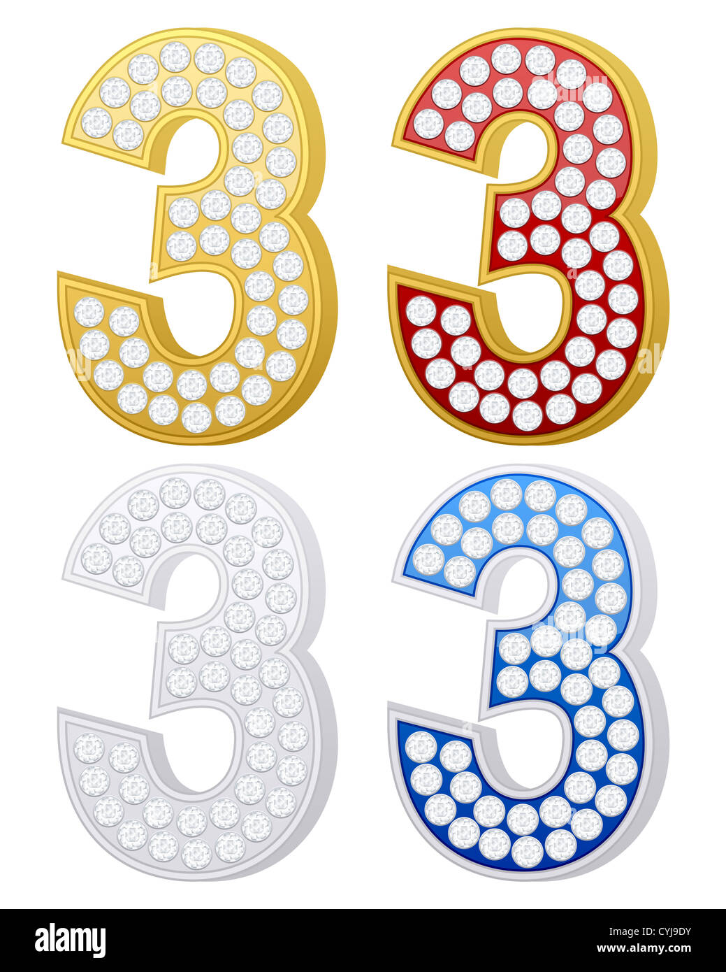 jewelry number three set on a white background. Vector illustration ...